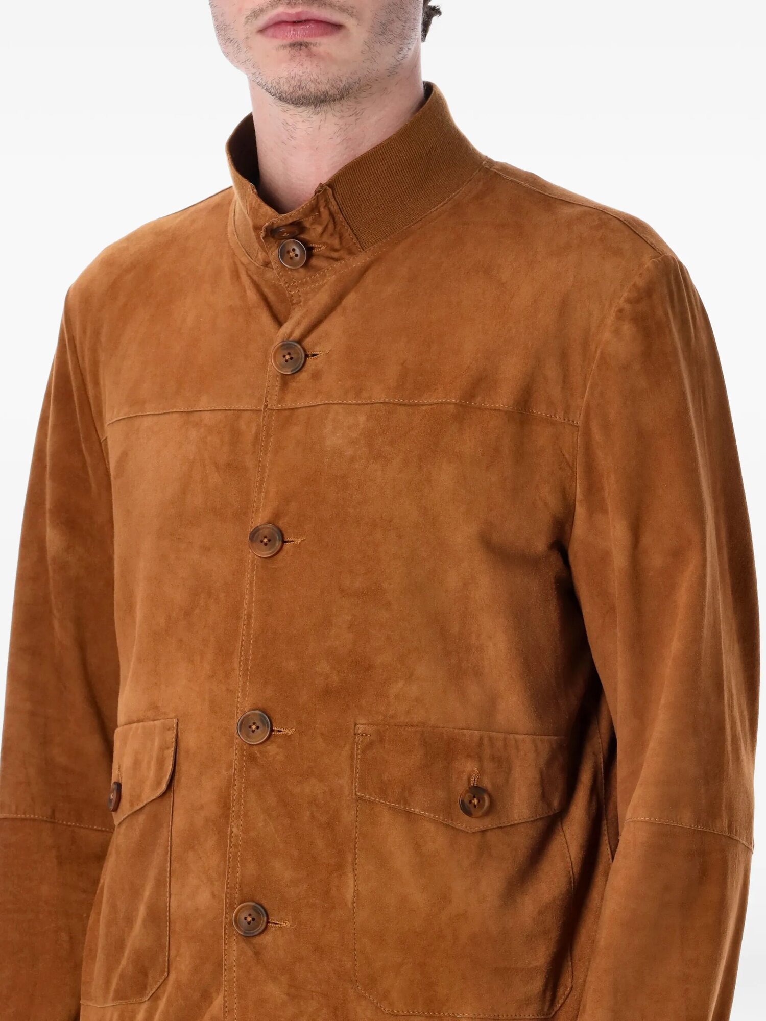 Куртка Sword Buttoned leather jacket, размер 48, brown — фото 1
