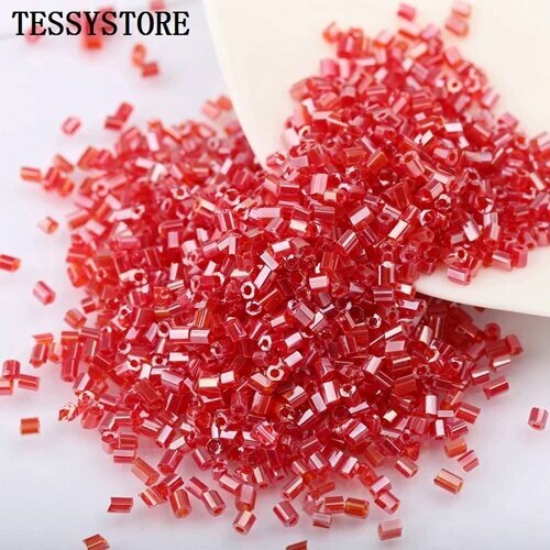 Бусины стеклянные красные TESSYSTORE 1000 шт, 2х3 мм, A251
