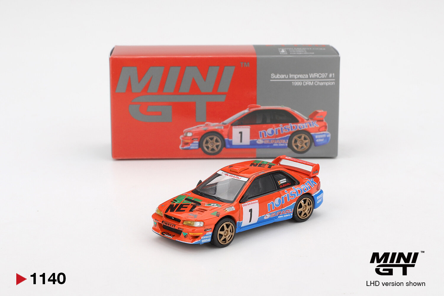 Коллекционная машинка MINI GT 1:64 Subaru Impreza WRC97 #1 1999 DRM Champion