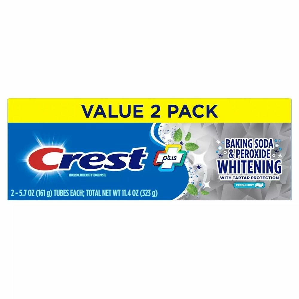 Отбеливающая зубная паста Crest Baking Soda & Peroxide Whitening with Tartar Protection 161 g (комплект из 2-х зубных паст)(2)