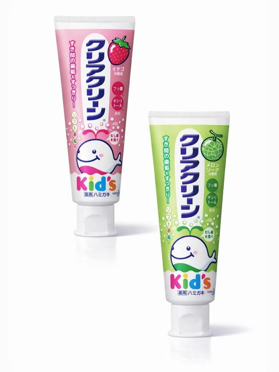 КAO Clear Clean Kid's Детская зубная паста со вкусом дыни и клубники, 70гр х 2шт(Клубника и Дыня)