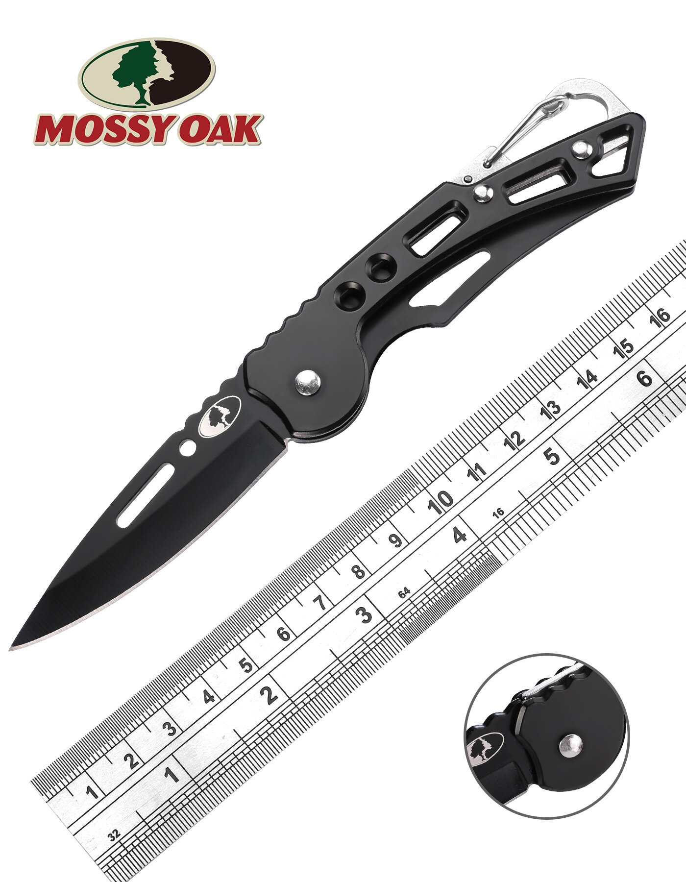 MOSSY OAK Складной карманный нож 9 см, небольшой нож из нержавеющей стали для выживания, охоты, кемпинга и туризма, режущий инструмент с карабином. туристический нож охотничий нож для кемпинга нож для выживания