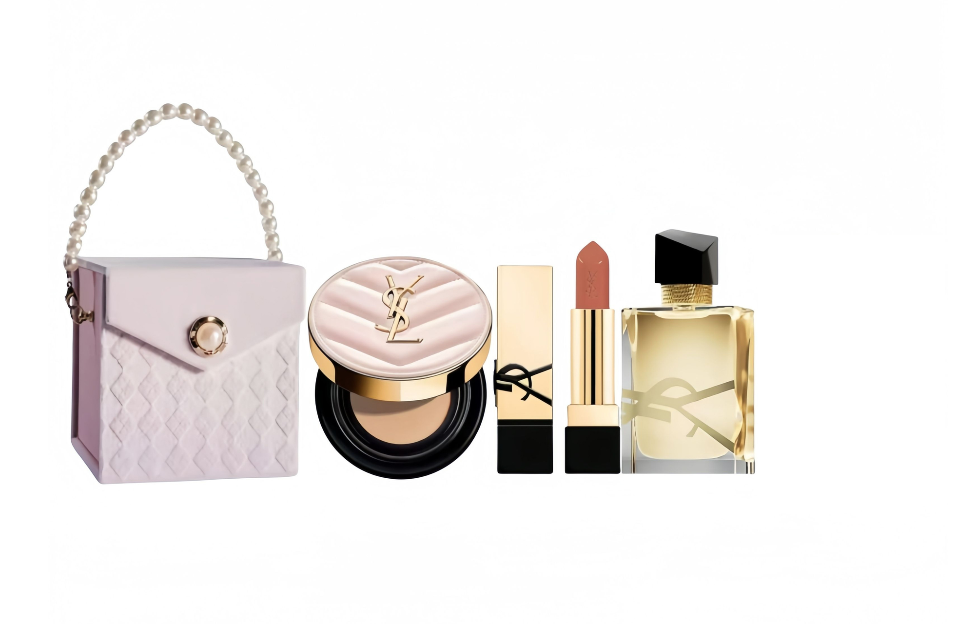 Набор пробников макияжа женский SAINT LAURENT Gold Bar Air Cushion Lipstick + Libre Eau de Parfum