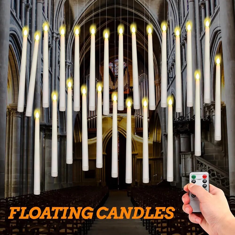 MQOUO LED Светильник Потолочный Floating Candles для гостиной 12 шт Пульт ДУ