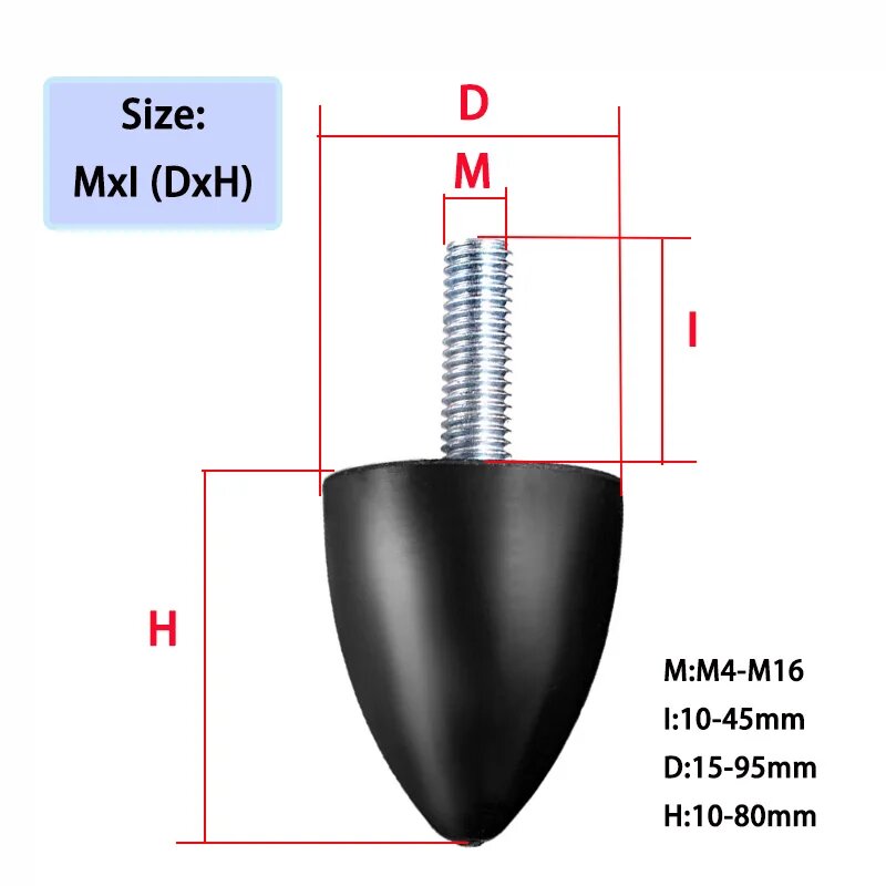 Резиновый амортизатор M6x18 D20xH16