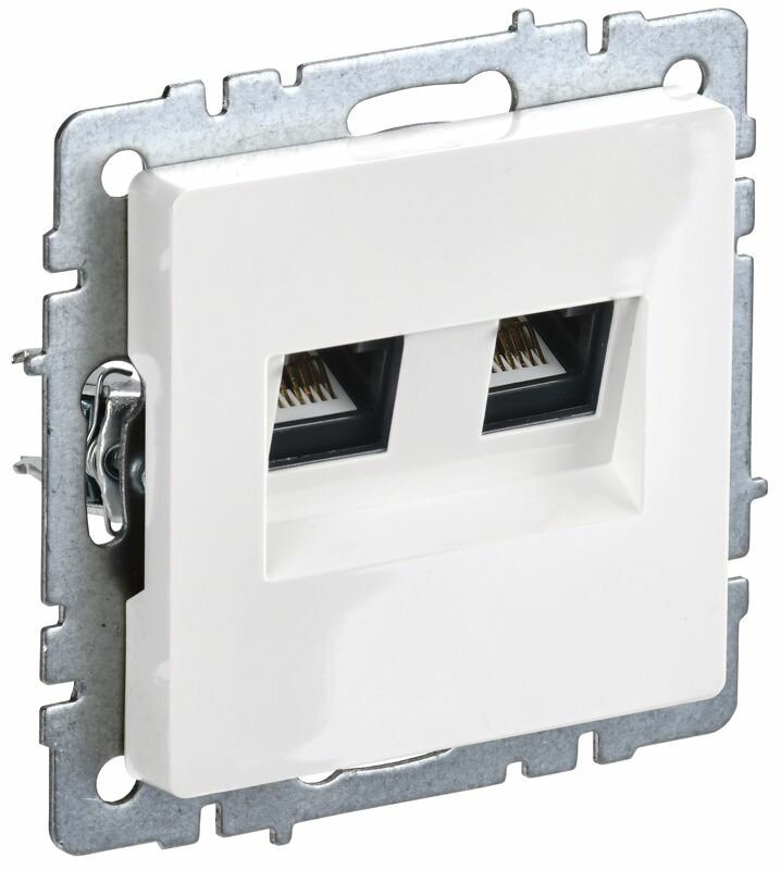 Розетка компьютерная двойн. СП RJ45 кат.6 BRITE РК11-2-БрБ механизм бел. IEK BR-K20-2-K01