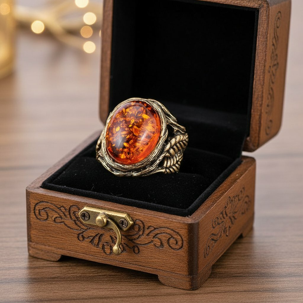 Кольцо, янтарь