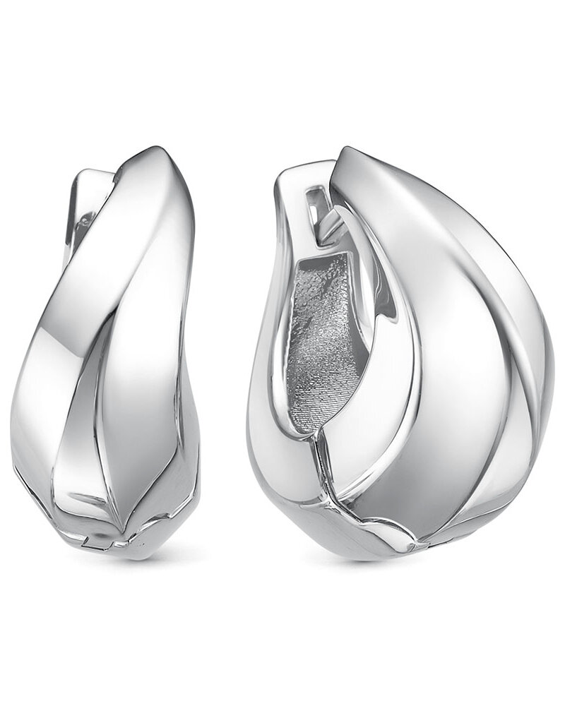 Серьги двусторонние BERGER, серебро, 925 проба, родирование