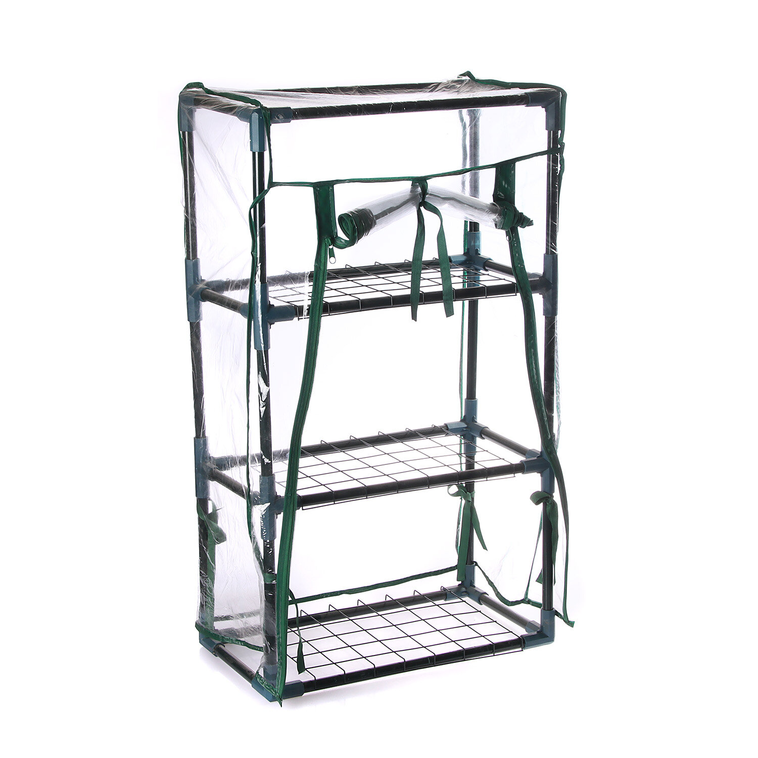 Парник для подоконника Урожайная сотка 3 полки, каркас металлический, чехол ПВХ