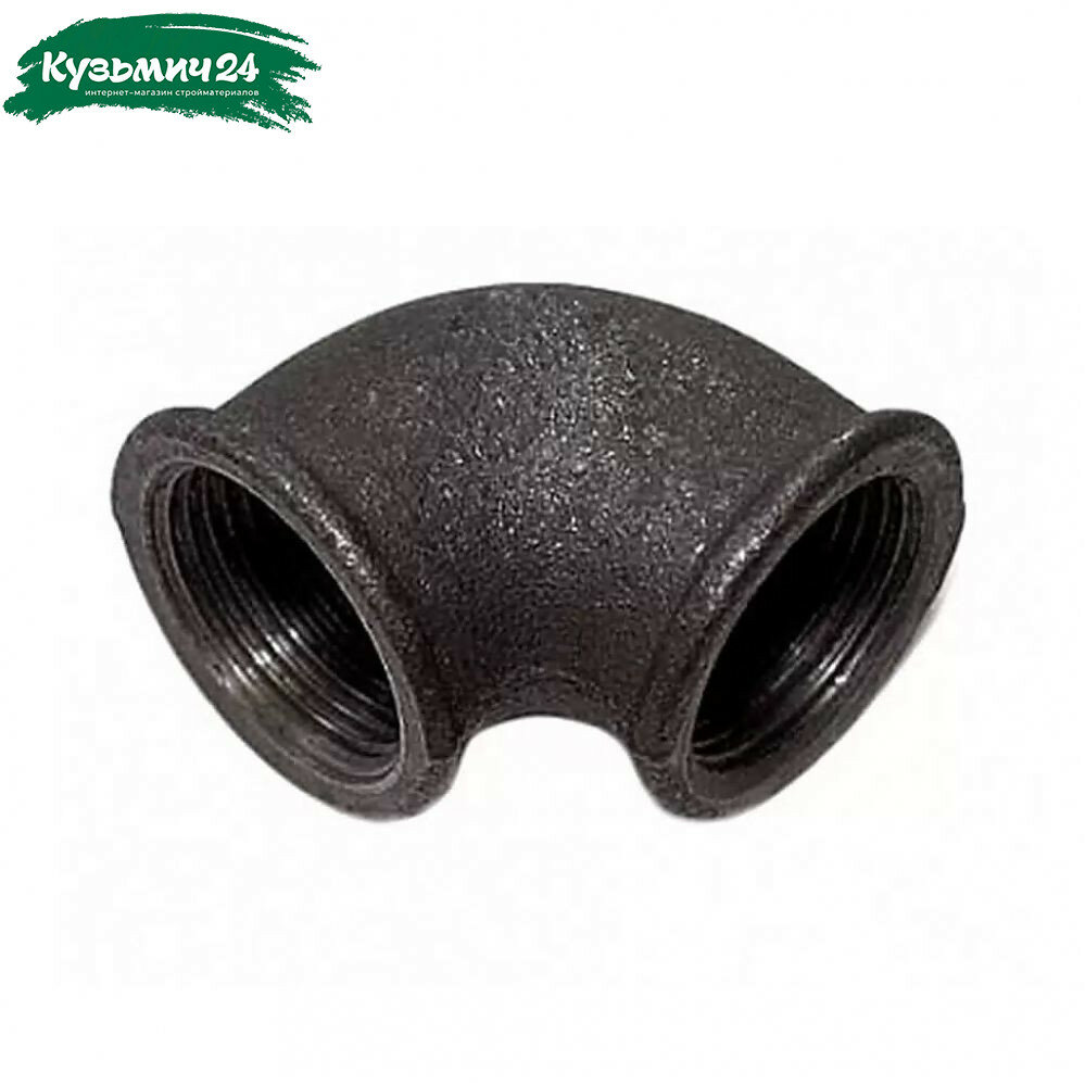 Угольник 45 гр. резьбовой Dy=40, 1 1/2", ВР-ВР, равнопроходной, черный