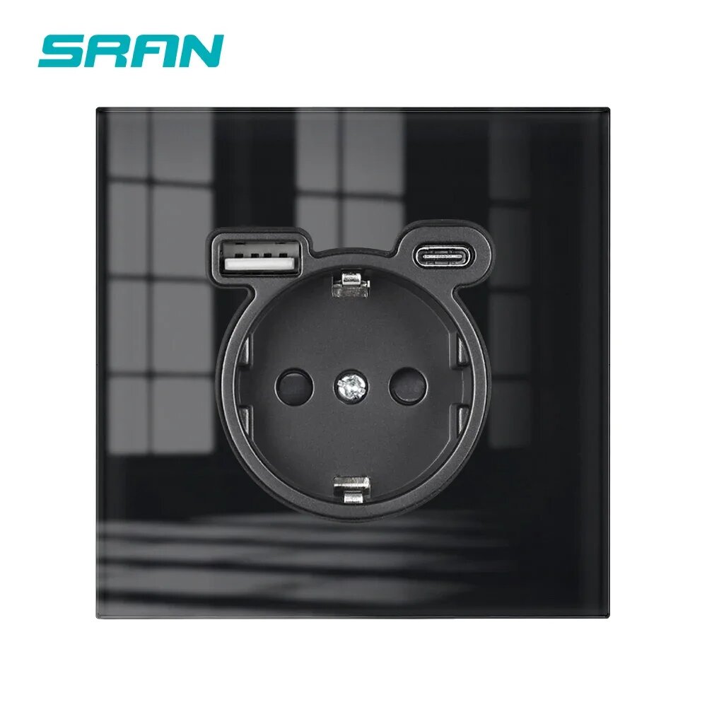 Розетка SRAN F8 Black AC 16А