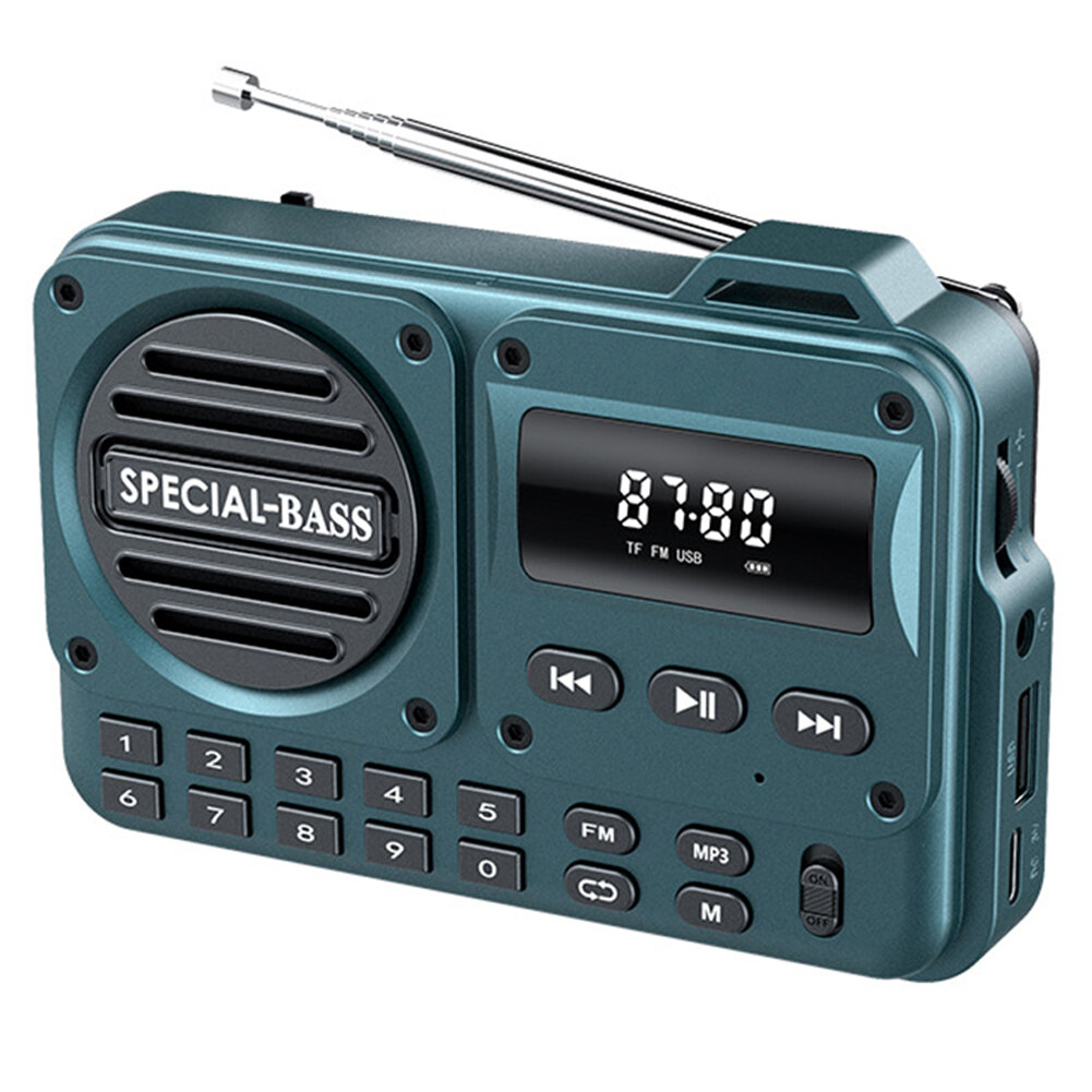 Портативный FM/AM-радиоприёмник с Bluetooth, встроенным аккумулятором и цифровыми кнопками управления