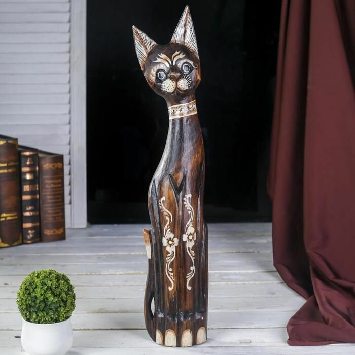 Сувенирная фигурка Sima-land кошка, 4х113х60 см, деревянная
