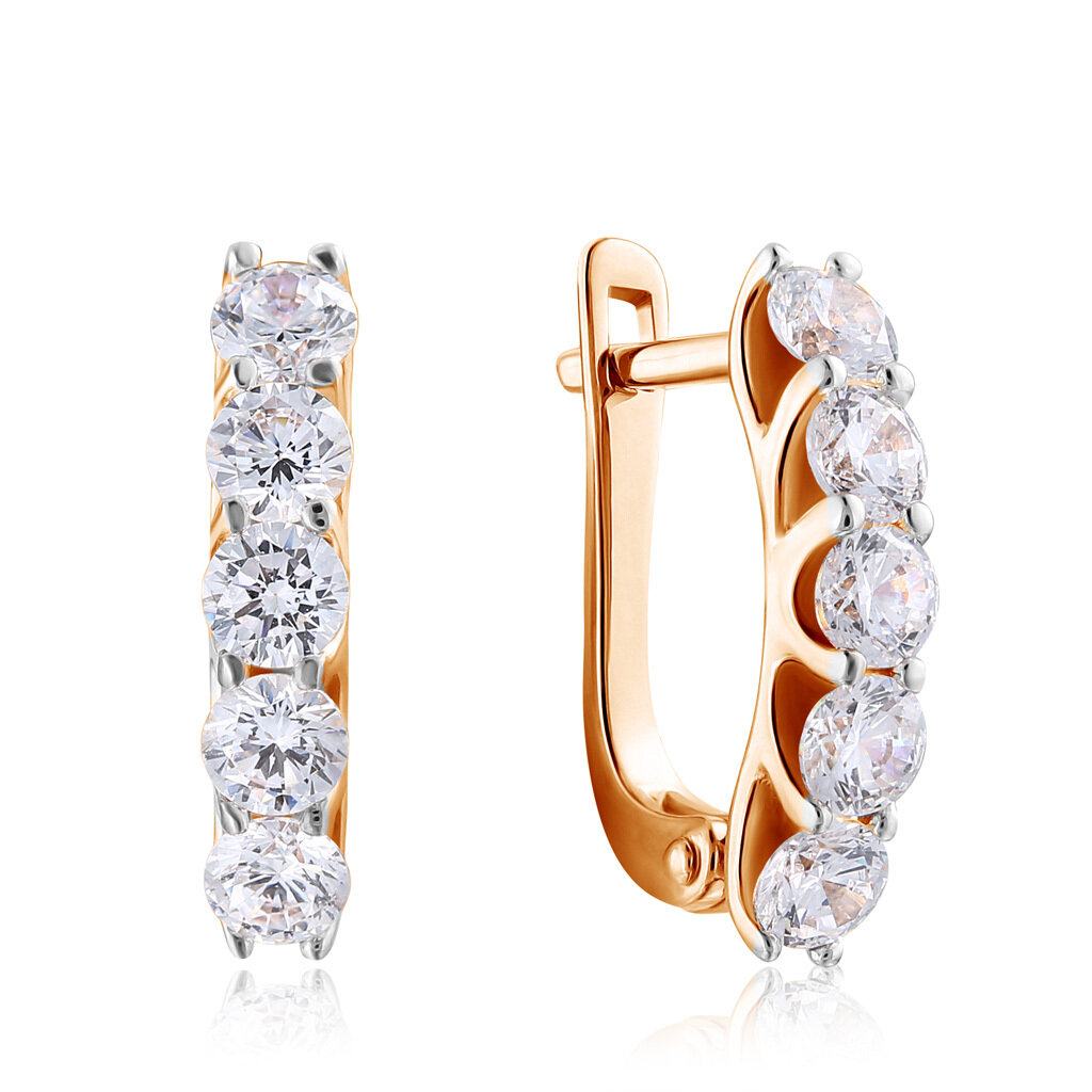 Серьги Бронницкий Ювелир, красное золото, 585 проба, фианит