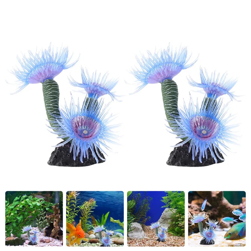 Симуляция синих кораллов из смолы для украшения аквариума 2 шт