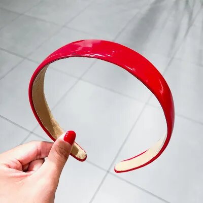 Блестящая кожаная повязка на голову Красный, Красный