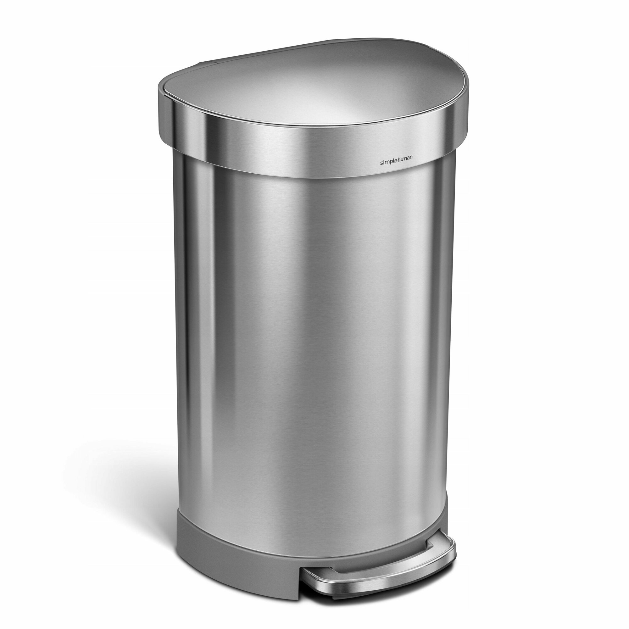 Мусорное ведро Simplehuman CW2030 с педальным управлением, 45 л, полукруглый, цвет матовая сталь