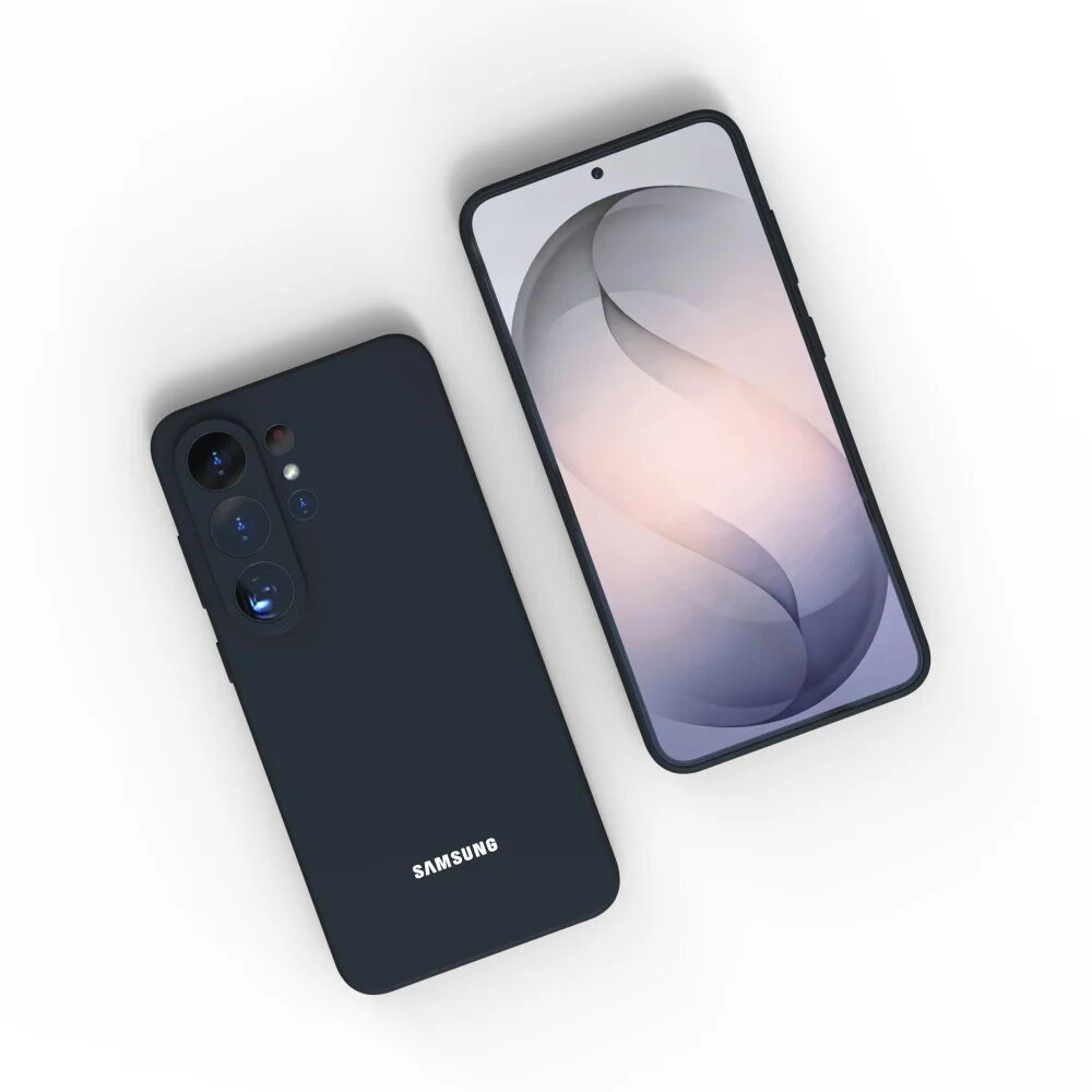 Чехол для Samsung Galaxy S26 Ultra S25 FE S24 из мягкого жидкого Темно-синий, Black, For S24
