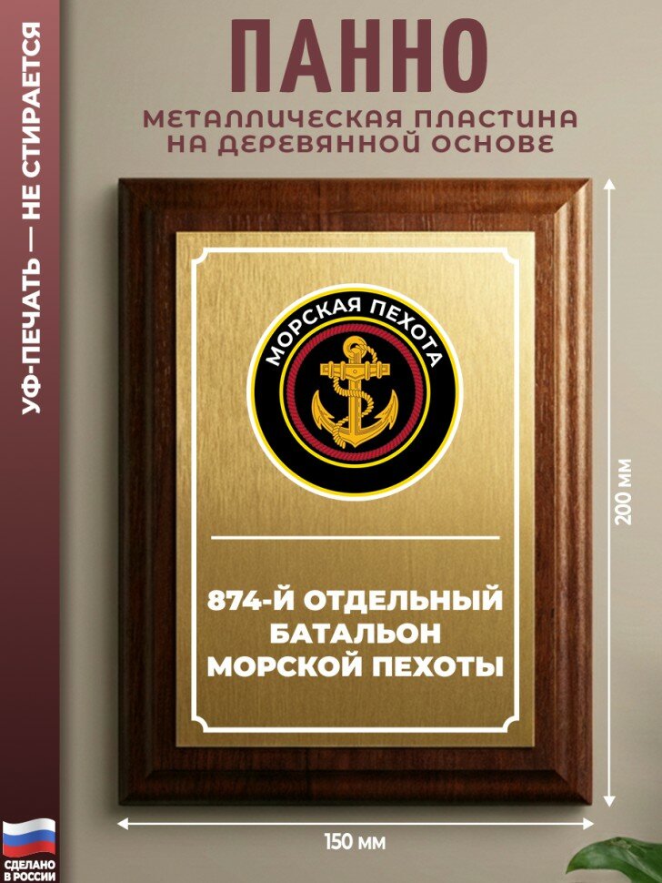 Настенный диплом "874-й отдельный батальон морской пехоты"