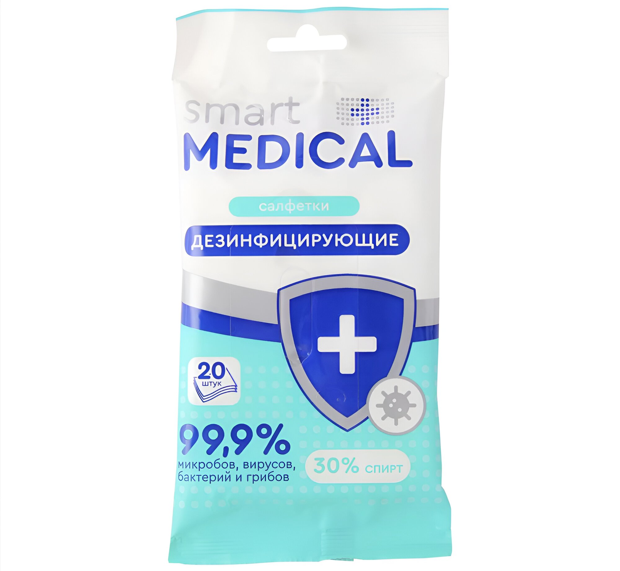 Влажные салфетки Smart Medical, 20 шт, очищающие, без спирта