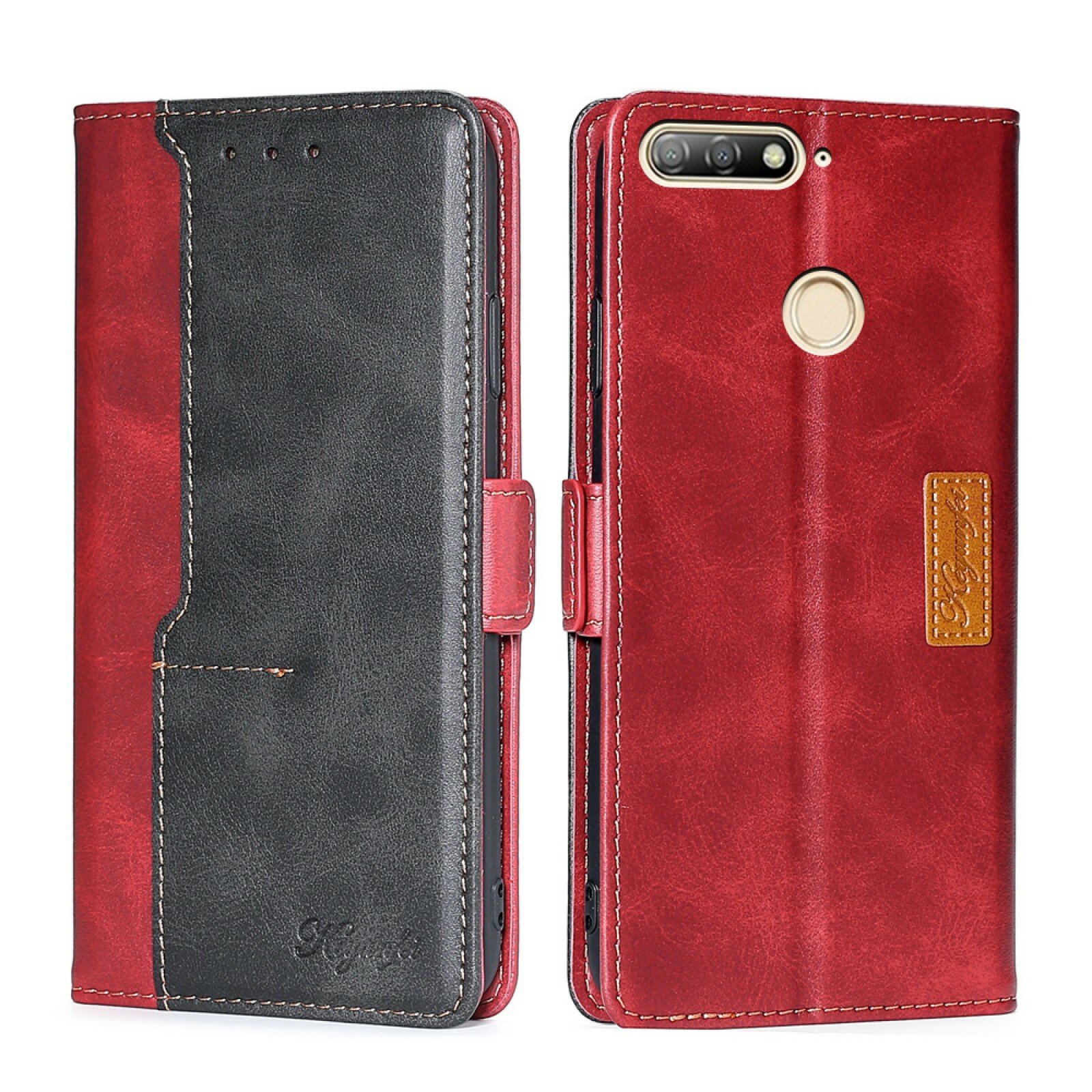 Чехол-книжка MyPads для Honor 7C, 7A Pro, Huawei Y6 Prime 2018 черно-красный