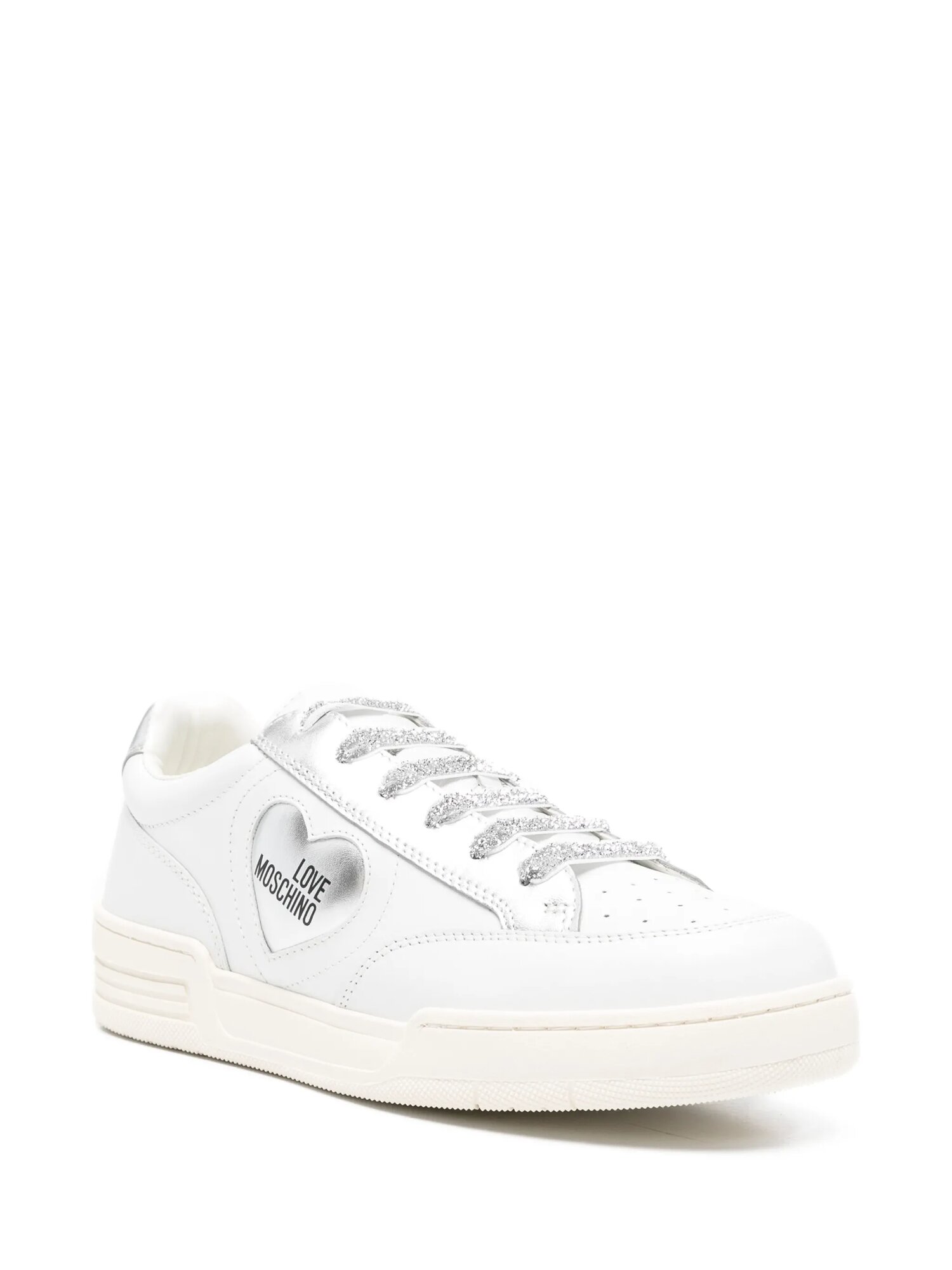 Кроссовки LOVE MOSCHINO Heart-appliqué sneakers, размер 41, бежевый/белый — фото 1