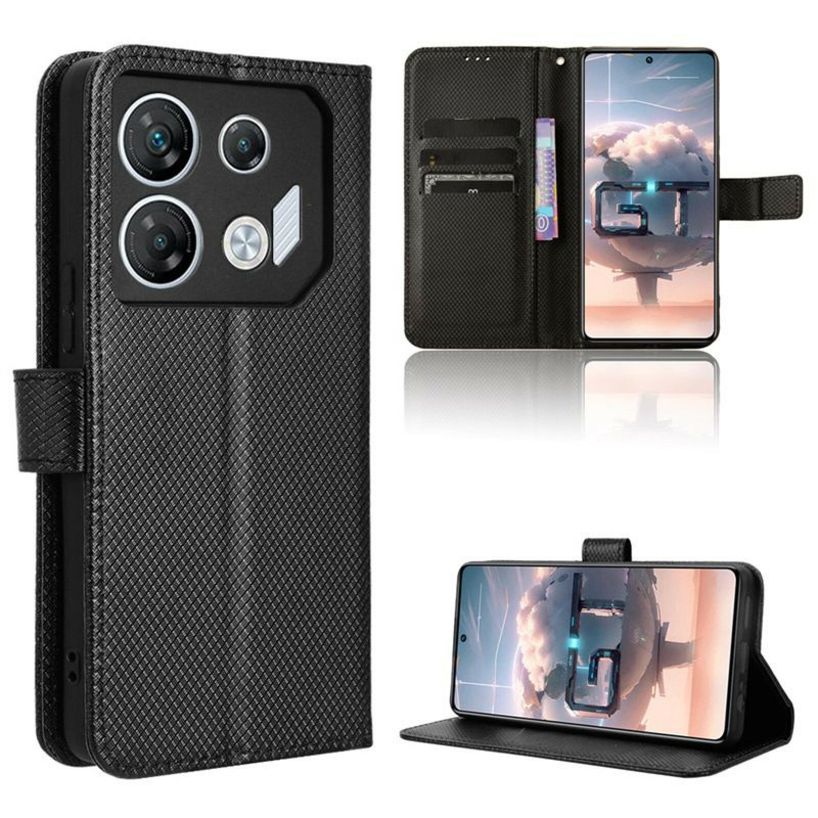 Чехол MyPads для Infinix GT 10 Pro 5G с функцией подставки и слотами для карт