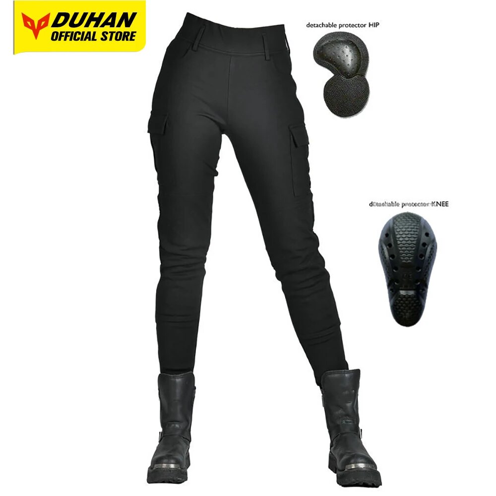 Женские мотобрюки Duhan, XXL, защитные, черные