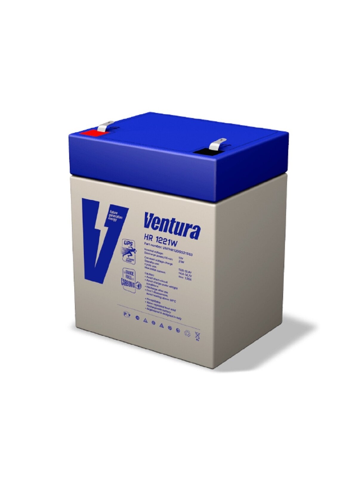 АКБ Ventura HR 1221W 12V/131 Вт/блок {5Ач, S63 (F2), ДхШхВ 90х70х105мм, 1.62кг, срок службы 10 лет}