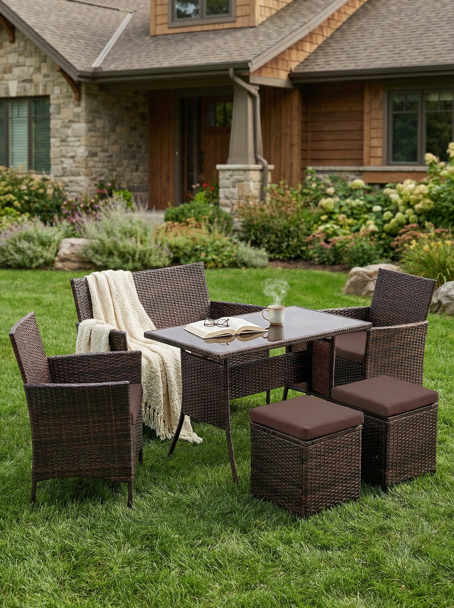 Комплект из искусственного ротанга Киото-6 (Kioto-6), шоколад