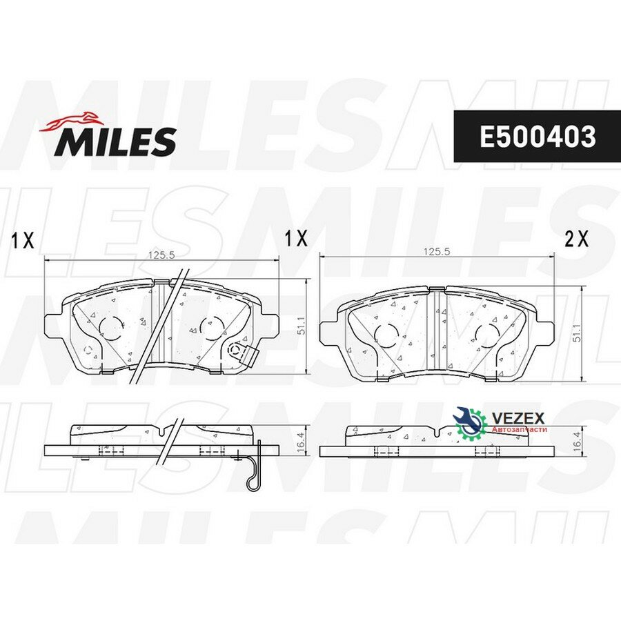 MILES E100403 Колодки тормозные передние (Смесь Semi-Metallic) FORD FIESTA 08-/MAZDA 2 07- (TRW GDB3437) E100403