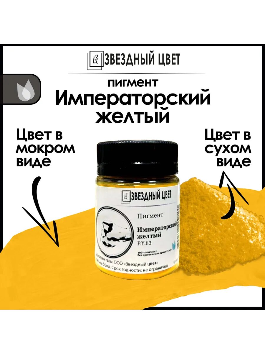 Пигмент "Императорский желтый" 50мл для красок, подкрашивания, эпоксидных смолдля красок