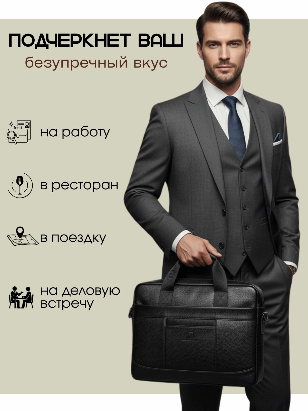 Портфель, черный — фото 1