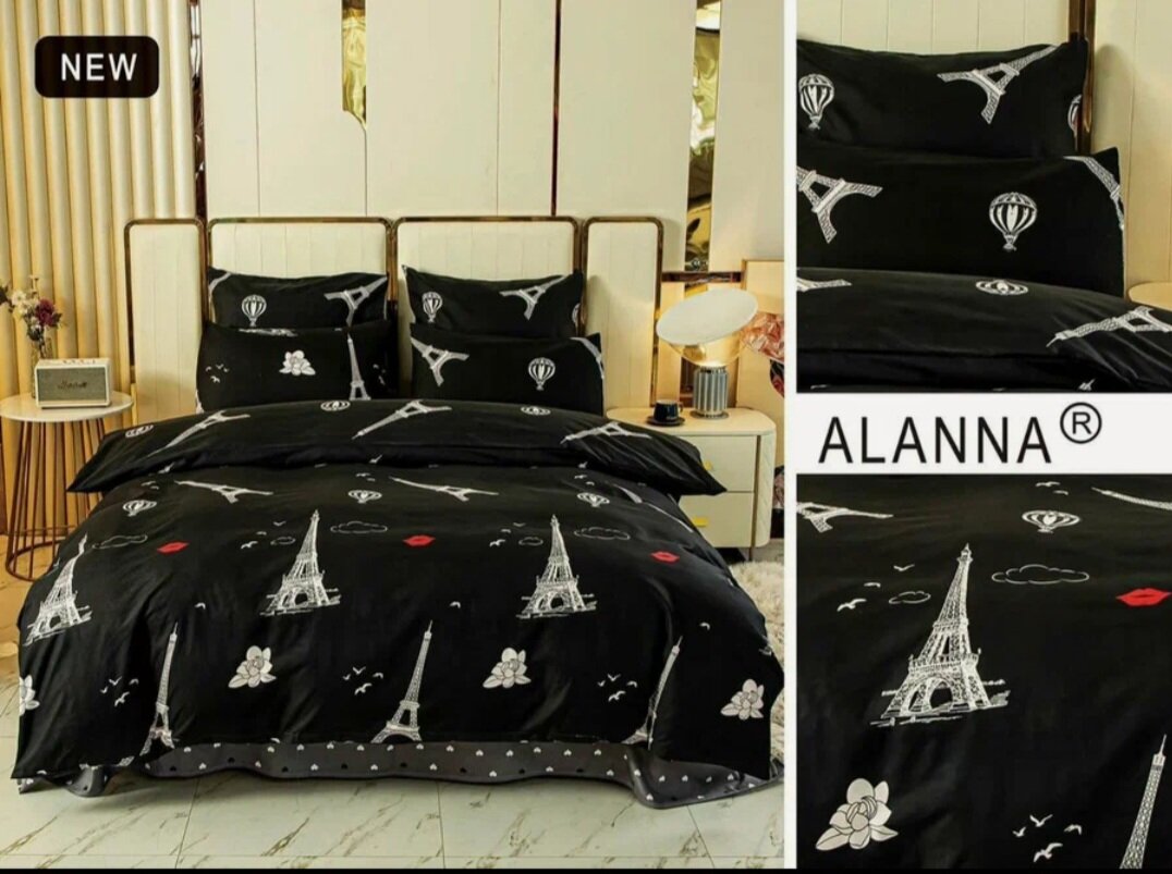 Alanna 1,5-комплект постельного белья, пододеяльник: 150×220 см  — 1 шт; простыня: 150×220 см  — 1 шт; наволочки