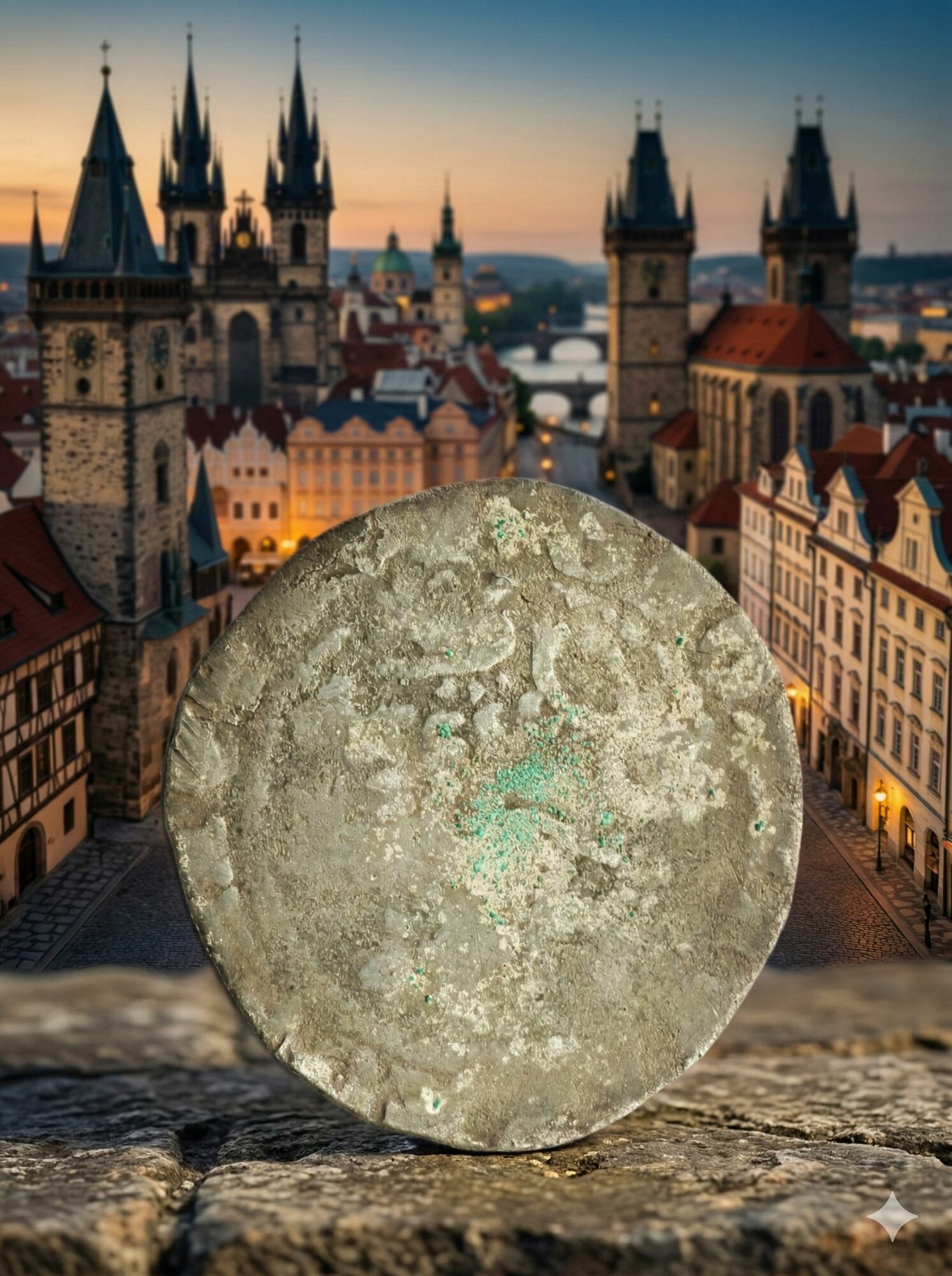 Подлинная монета Пражский грош 1378-1419 год королевство Чехия король Вацлав IV