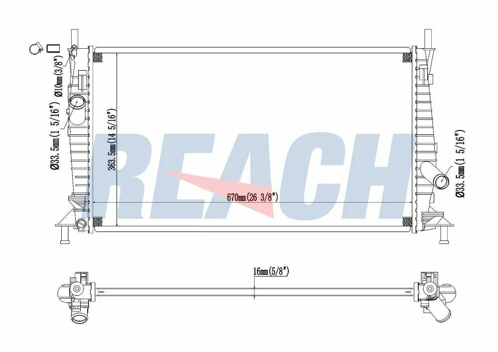 Радиатор REACH 1.41.2696.016 MAZDA 3 2.0 L4 2004-2007