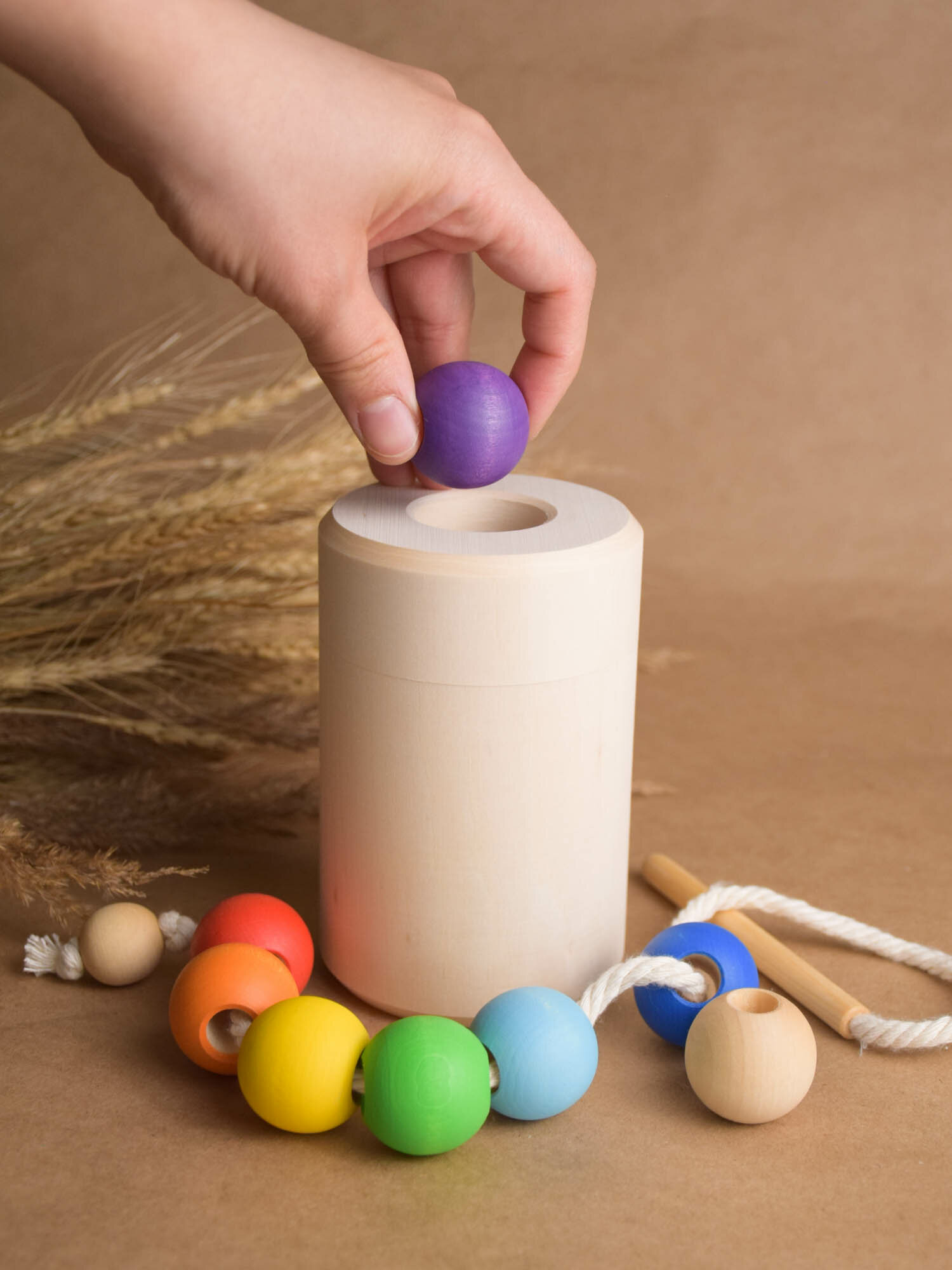 Сортер Деревянный для Малышей Шнуровкая Детей Развивающая