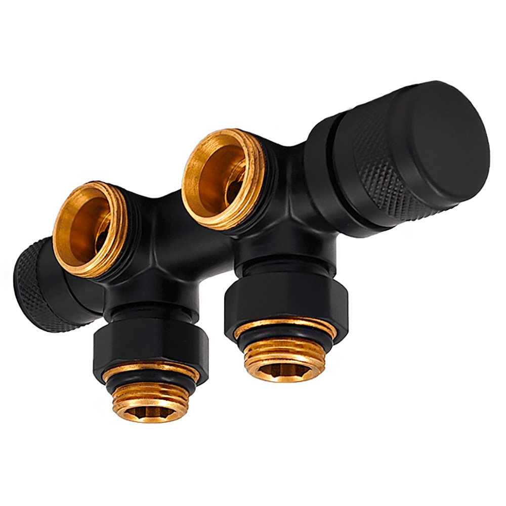 Primoclima Lunar угловой 1/2"х3/4"Е Черный матовый, левый узел нижнего подключения