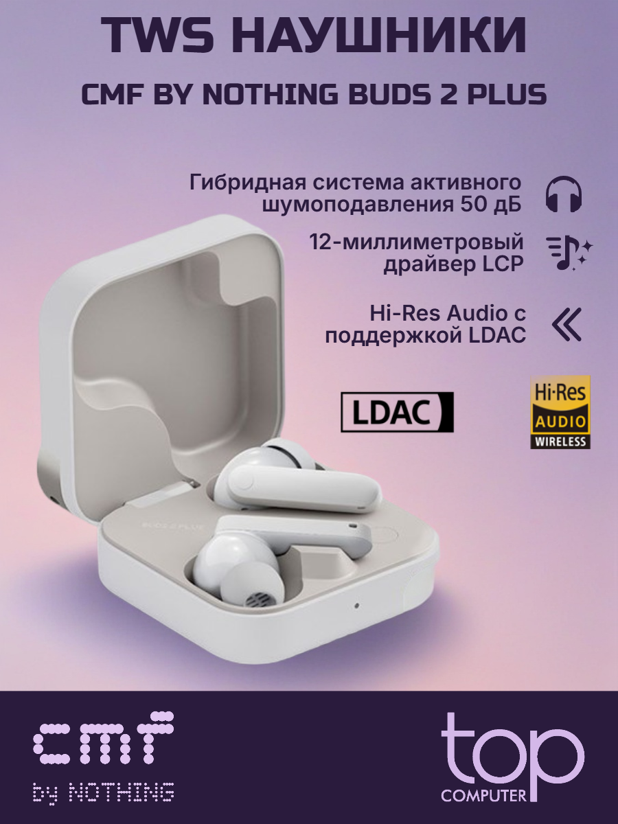 CMF by Nothing Buds 2 Plus беспроводные наушники, Light grey