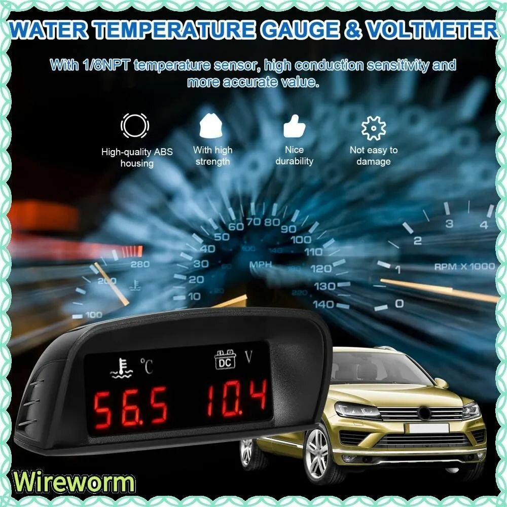 Многофункциональный автомобильный дисплей, 2 в 1, для измерения температуры и напряжения для любых автомобилей