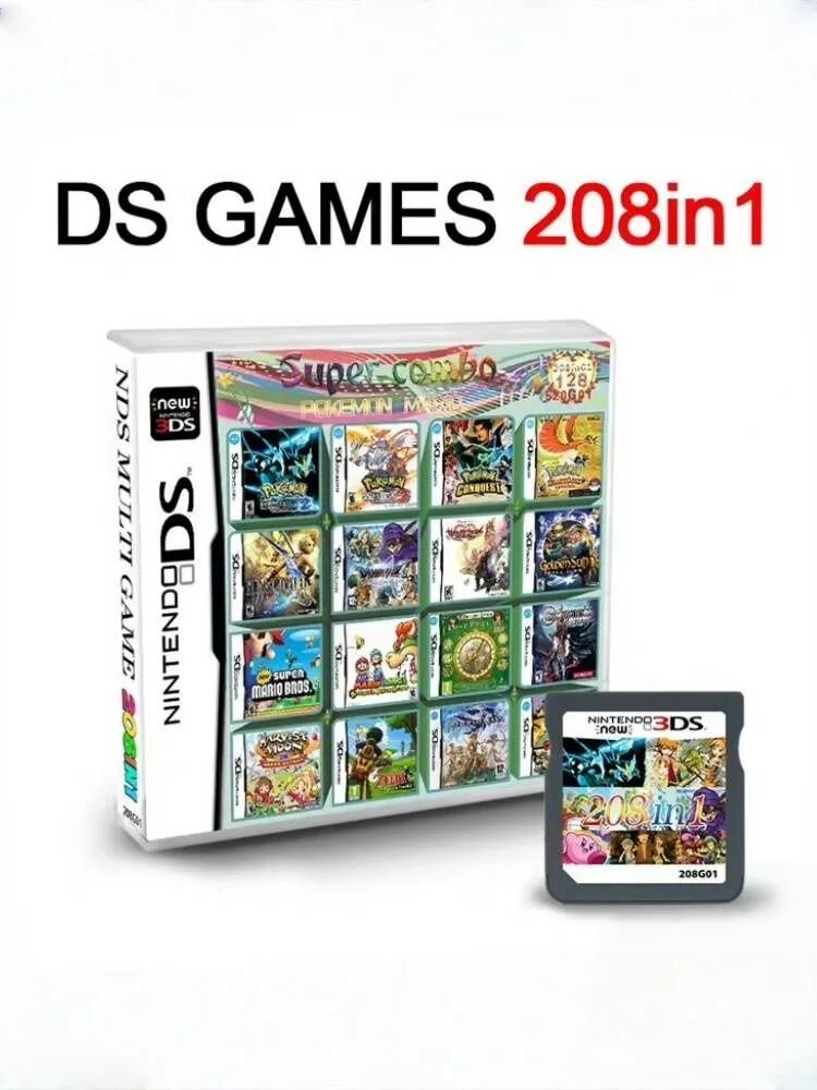 Игровая карта NEW 3DS DNS 2DS XL 208 in 1 (Nintendo 3DS, Nintendo DS, Английская версия)