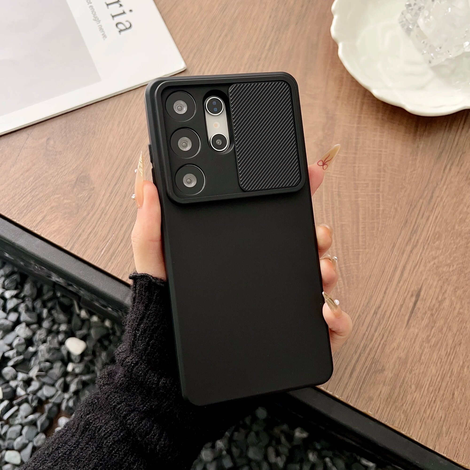 Жидкие силиконовые чехлы-слайдеры для камер Samsung S26 S25 S24 S23 S22 Galaxy S21 FE 5G, Черный, BK