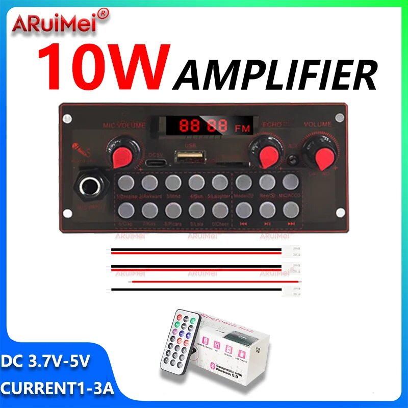 ARuiMei 10W Bluetooth Усилитель DC 3.7V-5V 1-3A
