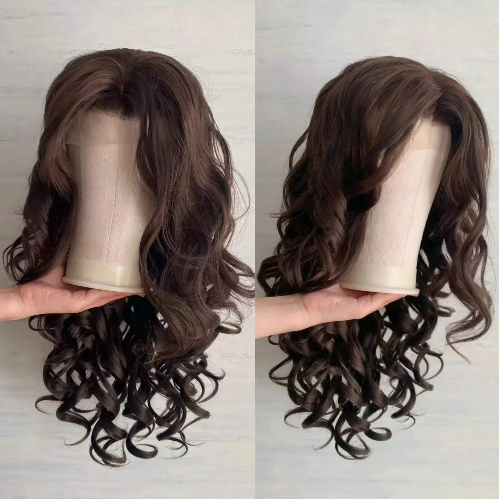 Lu's Wigs длинный коричневый кружевной парик