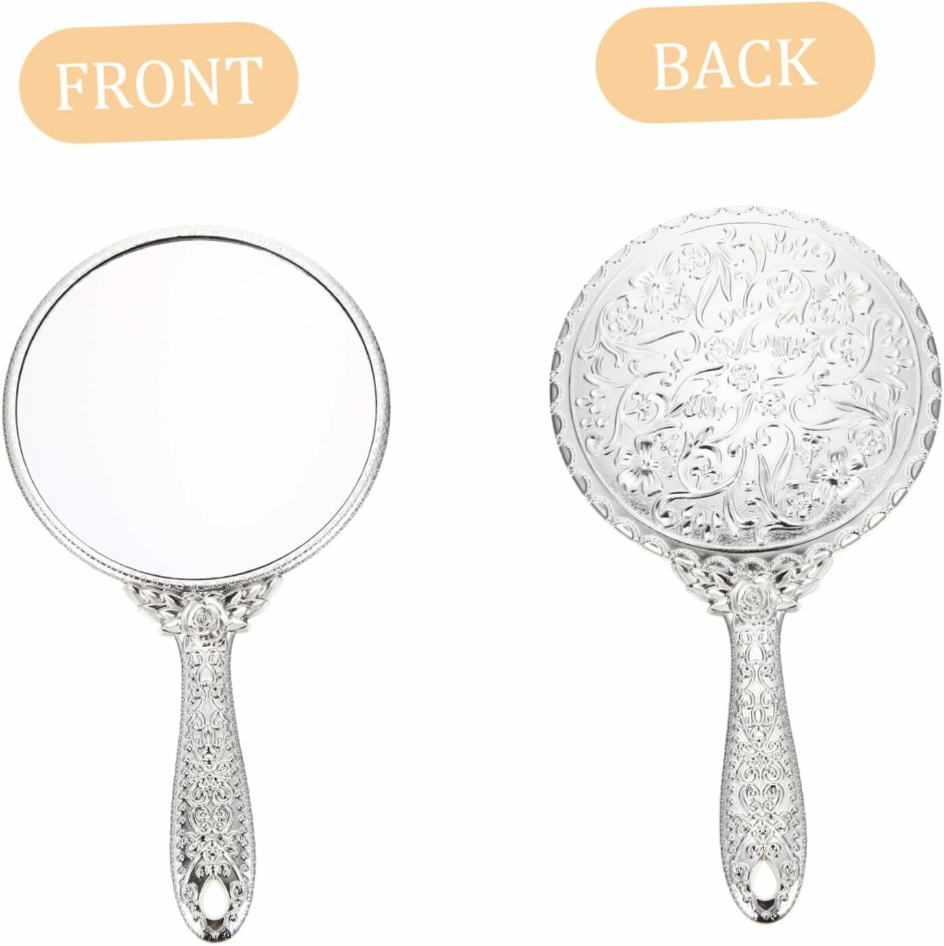 Серебряное винтажное ручное косметическое зеркало, портативное женское ручное косметическое зеркало