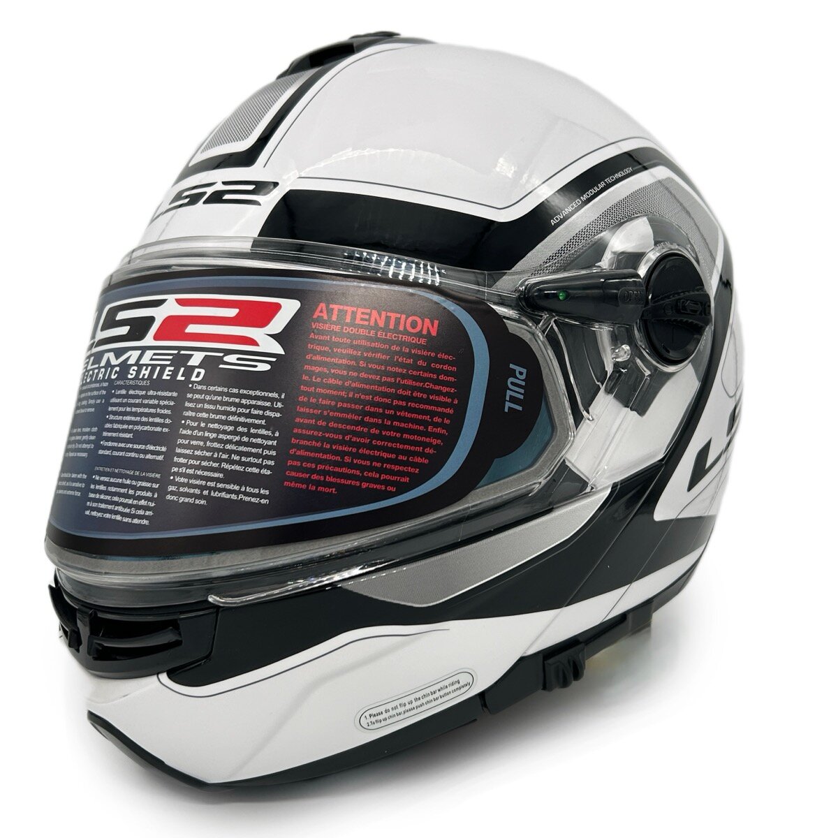 Шлем для снегохода LS2 FF325 STROBE ELECTRIC SNOW CIVIK white-black (ЭП). XXL. Белый-черный