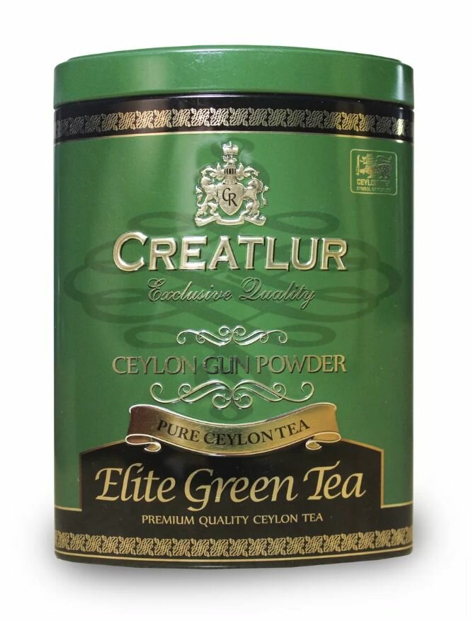 Чай Creatlur English Gun Powder Зеленый Цейлонский Особокрупнолистовой, 100 грамм Ж/Б