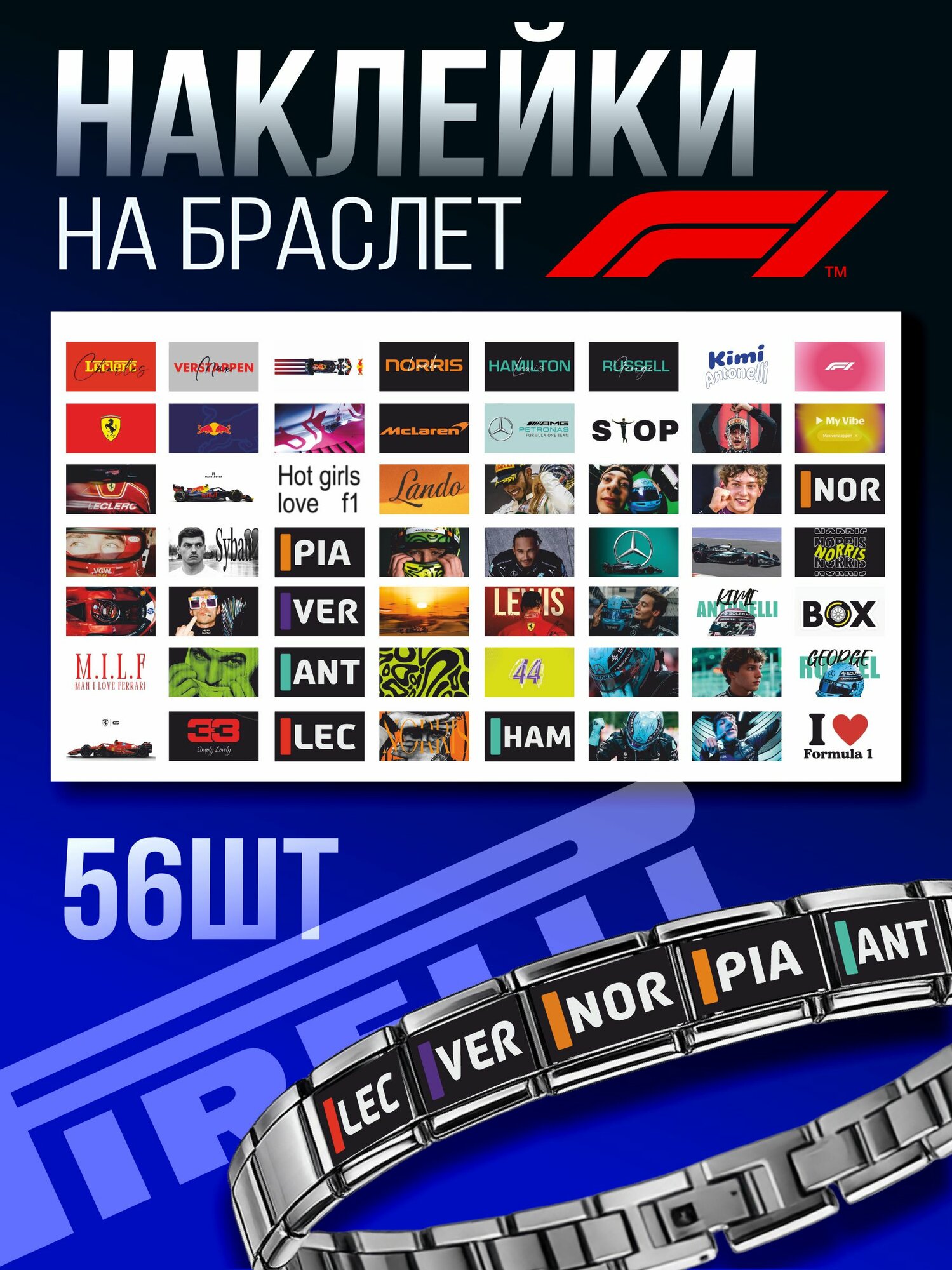 Наклейки на браслет Nomination Формула 1 F1 ф1