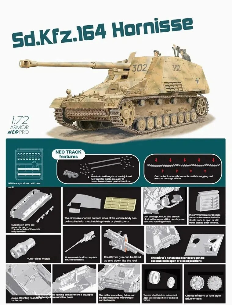 DRAGON 7625 1/72 ww2 Hемецкий Sd. Kfz.164 Hornet самоходная противотанковая пушка сборная модель танка
