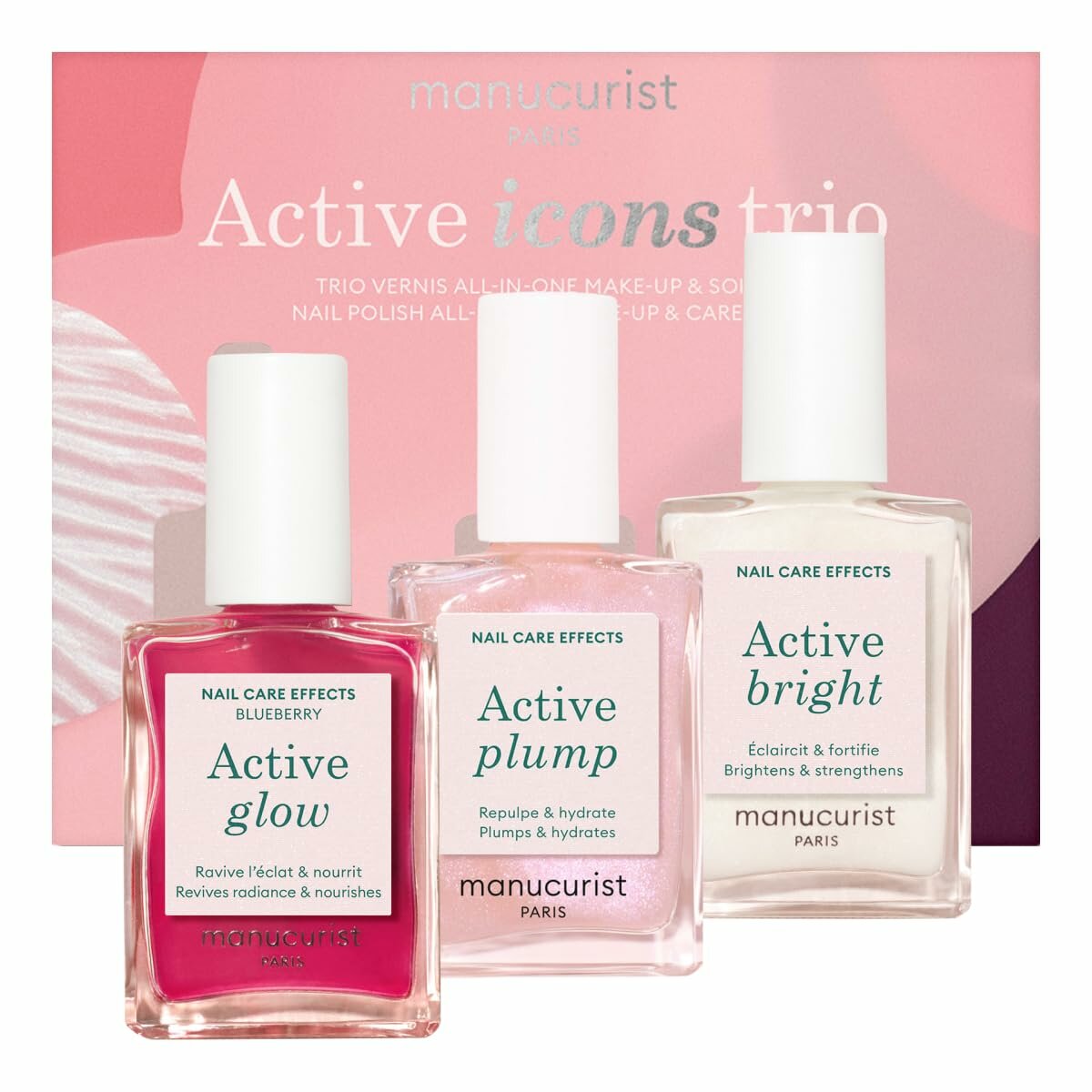 Manucurist Набор лаков для ногтей Active Icons Trio - Active Glow Blueberry, Bright, Plump